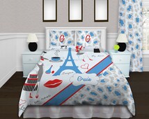 Popular items for paris themed bedding on Etsy