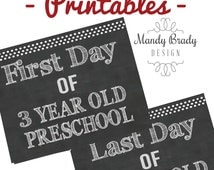Three Year Old Preschool Chalkboard Sign, 3 year old Preschool sign ...