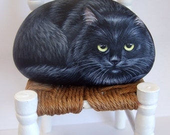 Painted rock cat | Etsy