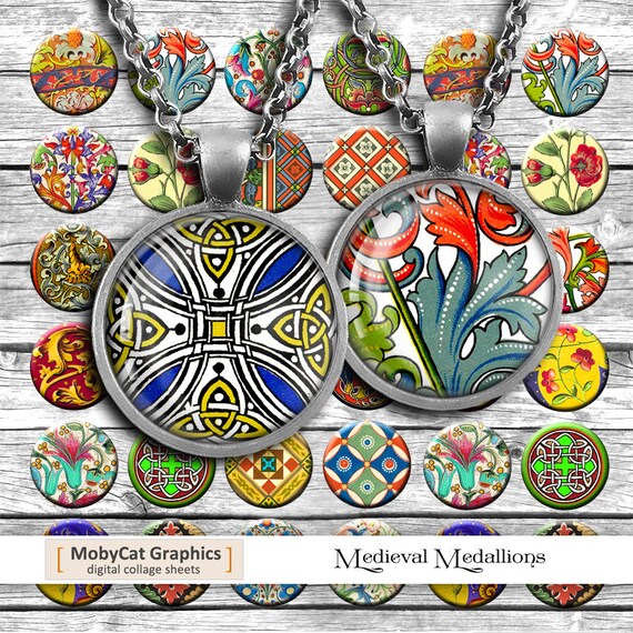 Medieval Medallions Printable Circle Images 1 1.5