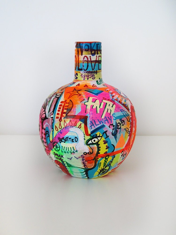 ABSTRACT VASE Graffiti Ceramic art Sculpture Love by RadiciVoLove