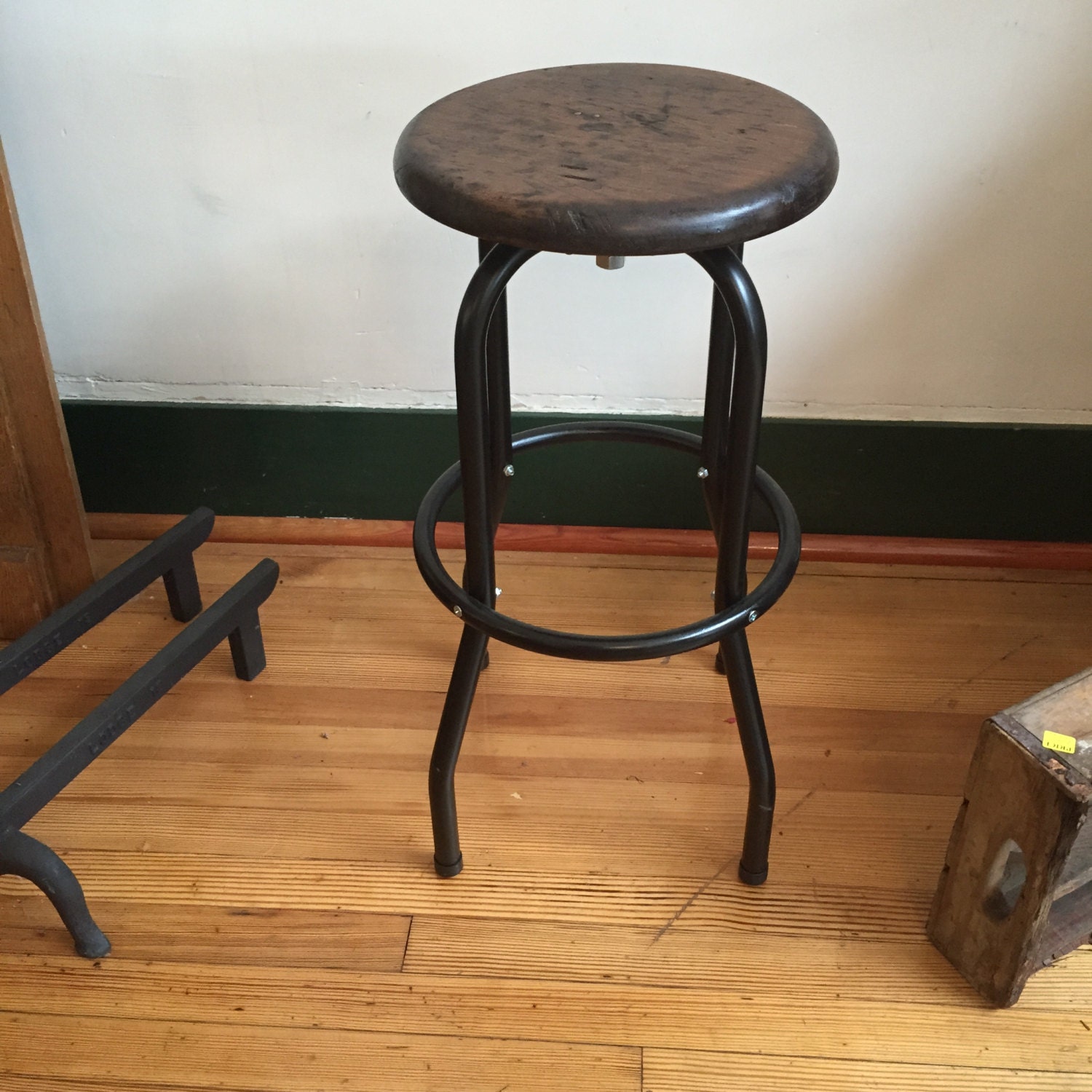Vintage Metal and Wood Industrial Factory Stool – Haute Juice