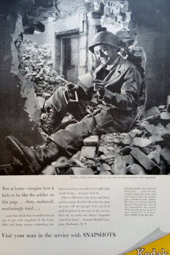 1944 Kodak Vintage Magazine Ad Kodak WW2 Ads Soldier by Inkart