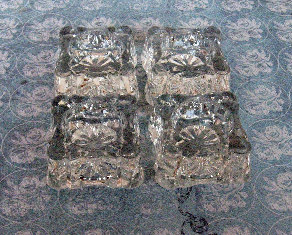 Vintage Pressed Glass Individual Salt Cellars Set of 4 Art Deco Art ...