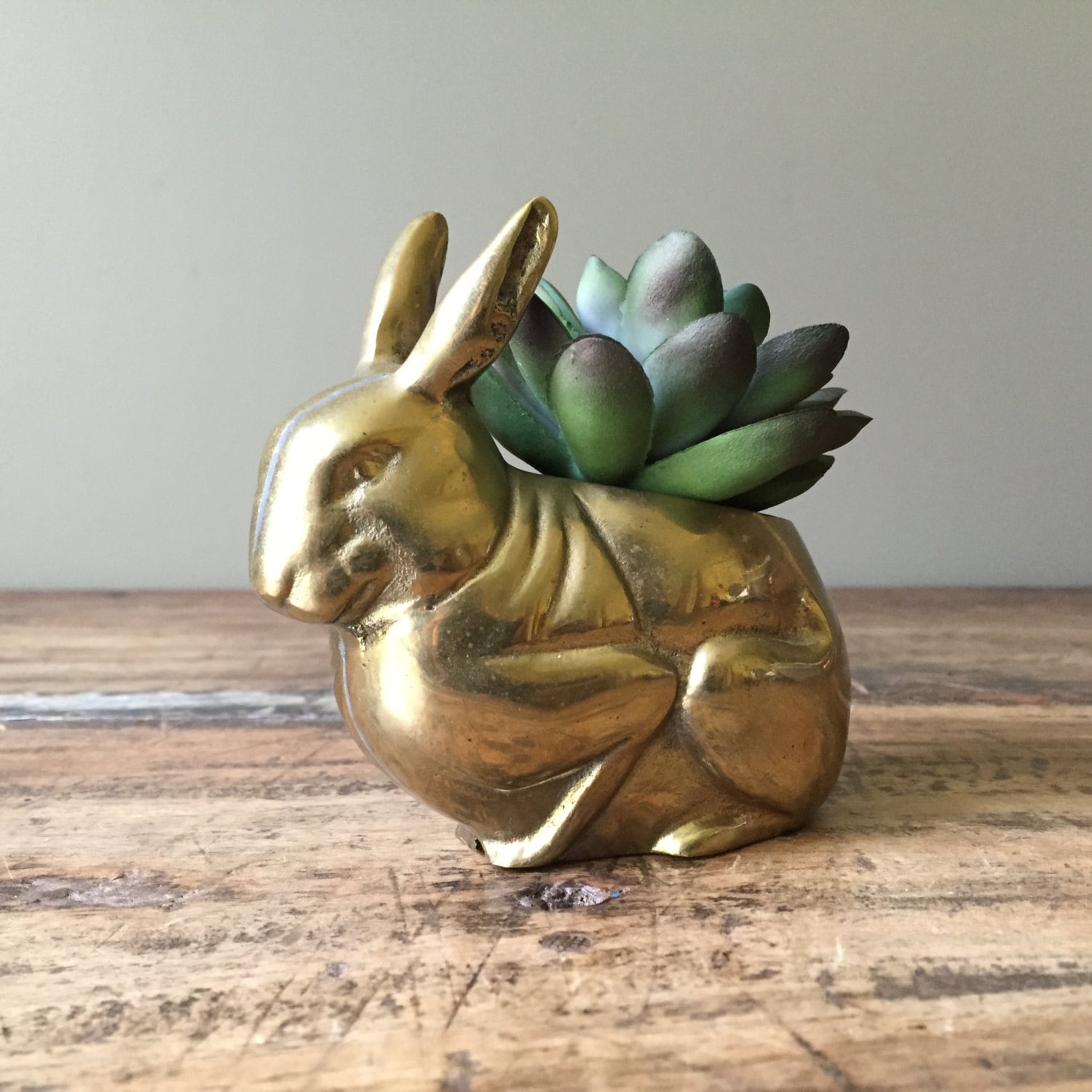 Brass Easter Rabbit Vintage Solid Brass Sitting Rabbit