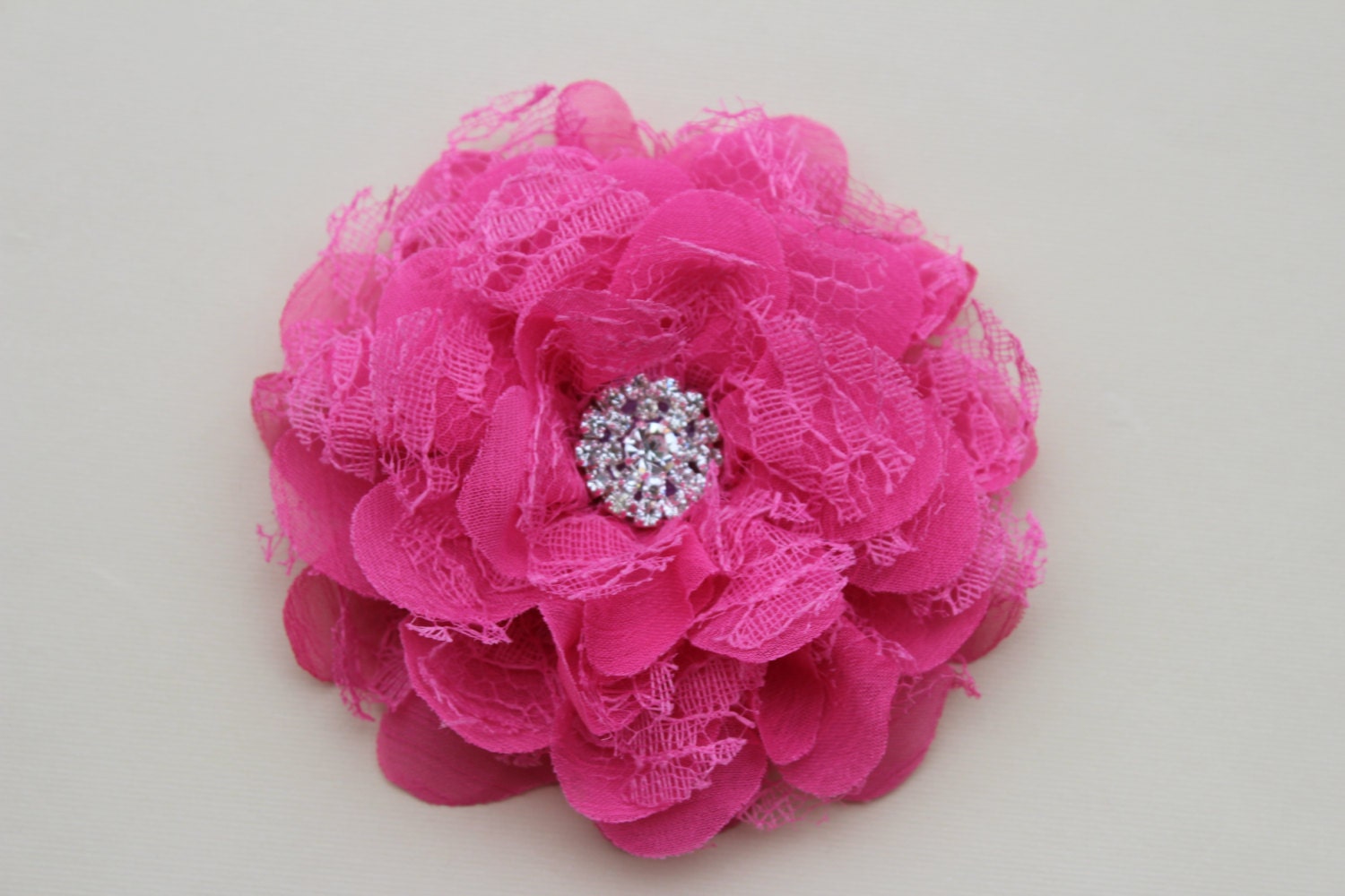 Hot pink hair clip bright pink flower girl hair clip pink