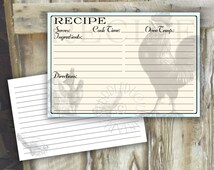 Unique rooster recipe cards related items | Etsy