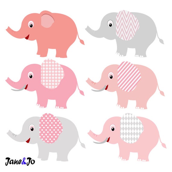 24 Elephant Clipart Pink and Grey Elephant Clip Art Baby