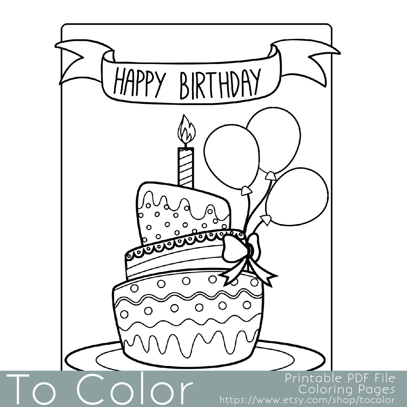 32 Birthday Coloring Pages For Adults PNG Color Pages Collection