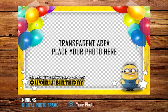 Items similar to Minion Digital Birthday Photo Frame / Minion Custom ...