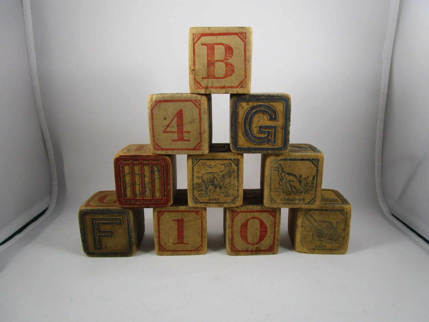 Vintage Building Blocks Wood Toy Wood Blocks 10 Blocks