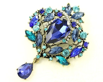 Blue brooch | Etsy