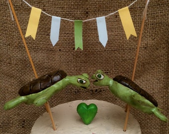 Blue Kissing Fish cake topper for your Rustic Beach Wedding