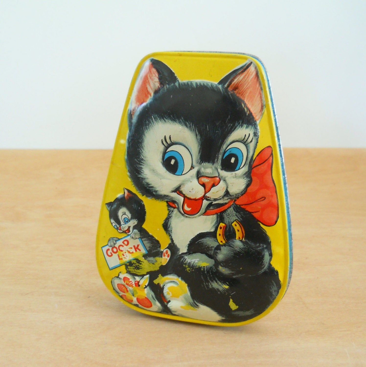 Vintage Cat Candy Tin • Good Luck Cat England Toffee Tin • Horner ...