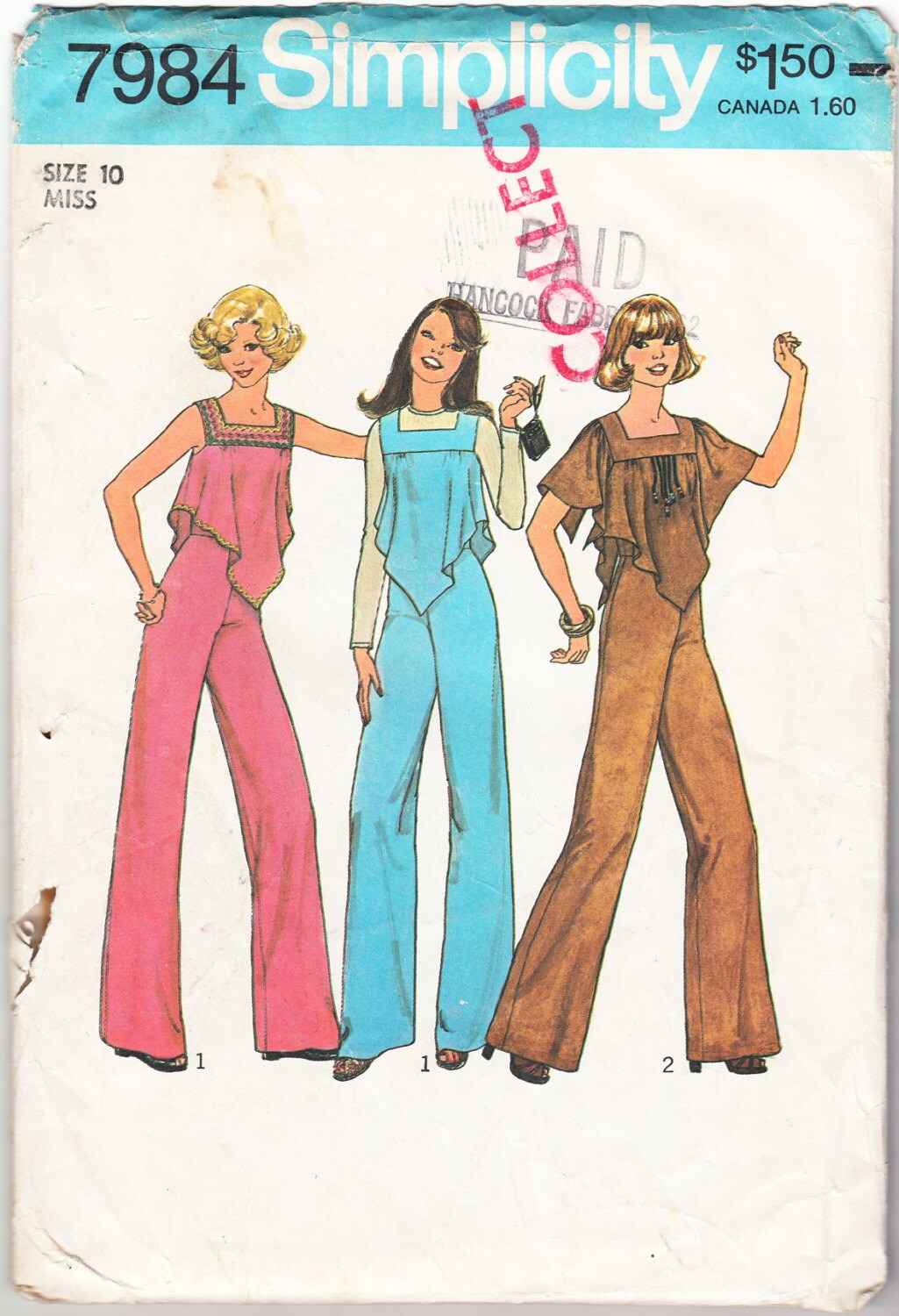 Vintage 1977 Simplicity 7984 Sewing Pattern Misses'
