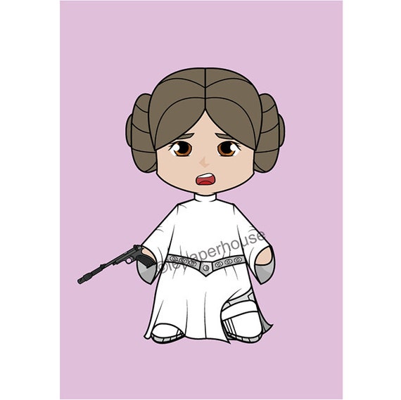 Artículos similares a Cute Star Wars, Chibi Princess Leia ,illustration ...