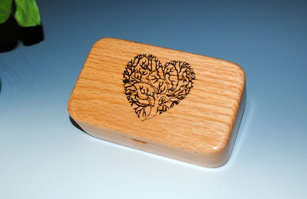Tree of Life Heart Laser Engraved Oak Wood Treasure Box, Gift Box ...