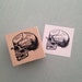 Labeled Skull Wood Mounted Rubber Stamp 5023