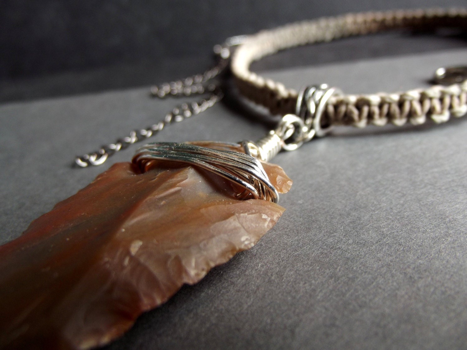 Men's Arrowhead Necklace: Ombre Khaki Tan by SherryKayDesigns
