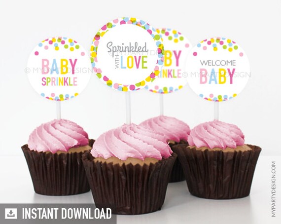 Baby Sprinkle Cupcake Toppers Baby Shower INSTANT DOWNLOAD