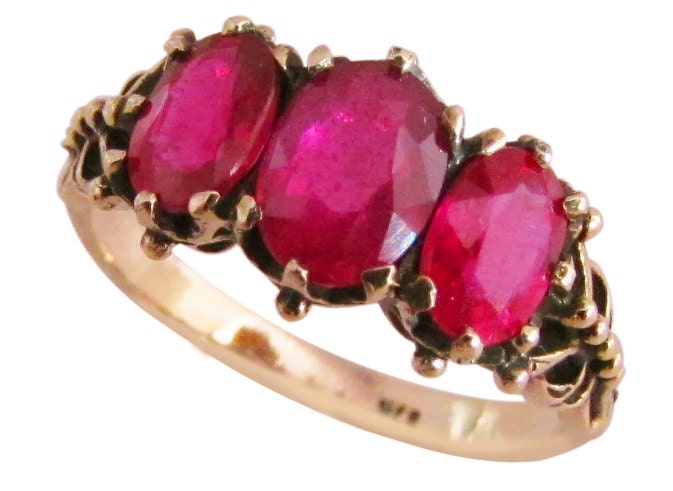Rose Gold Vintage Ruby Ring Solid Gold 9ct 9k 14k 18k