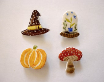ceramic brooches different designs by aliceroses on Etsy