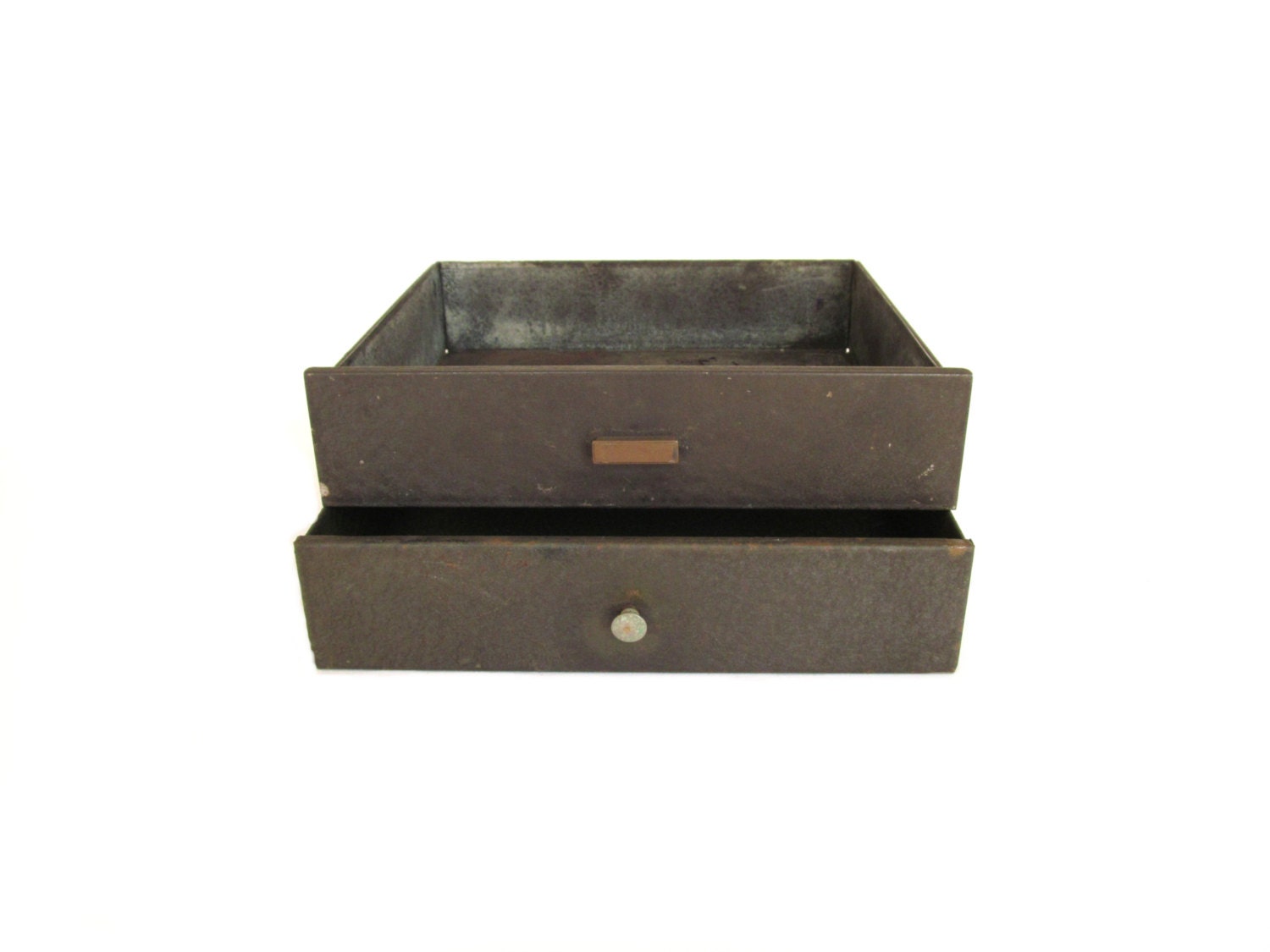 Two Industrial Green Metal Drawers – 2 Vintage Storage Boxes – Metal ...