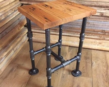 IN STOCK-Reclaimed wood & industrial pipe end table, side table, plant ...
