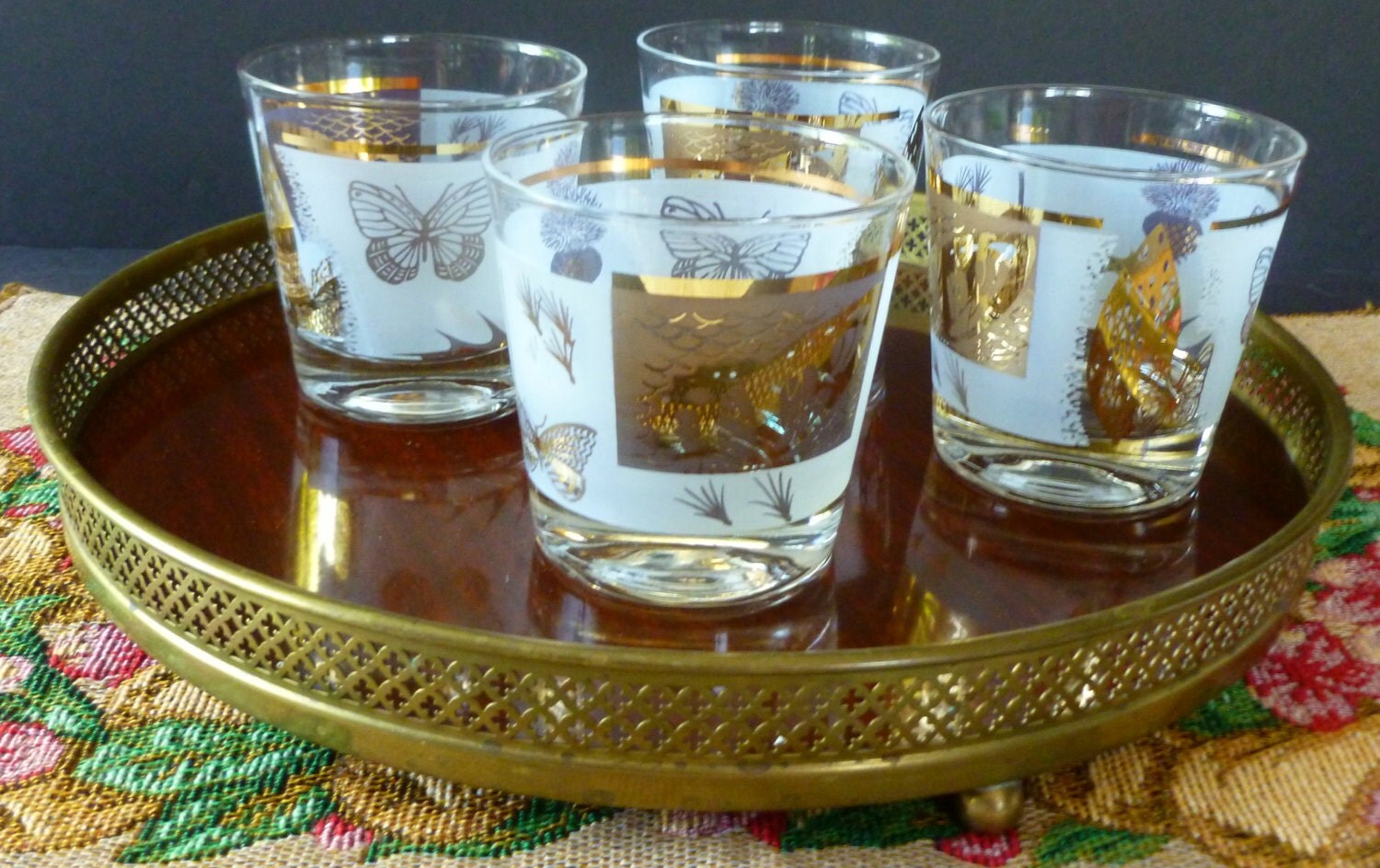 Vintage12 ” Formica and Brass Gallery Serving Tray By Cyanamid – Haute ...