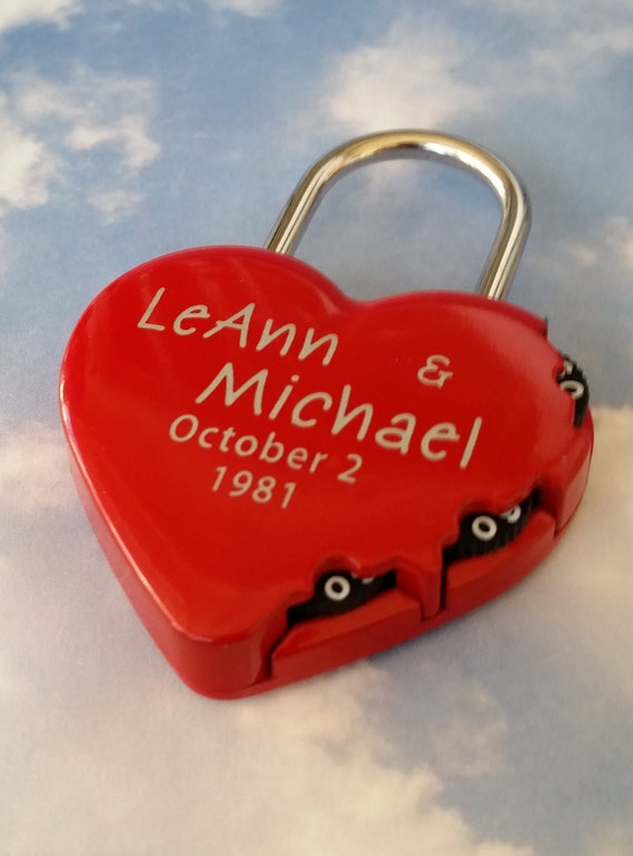 Heart Shaped Combination Padlock LOVE LOCK ENGRAVED