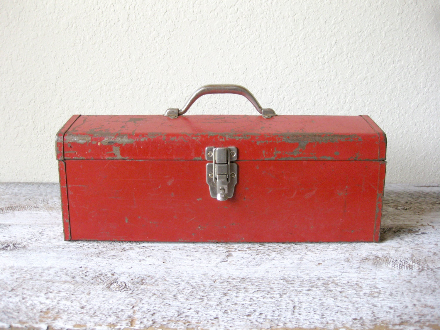 Vintage Red Metal Utility Tool Box ~ Industrial Box ~ Metal Box ...