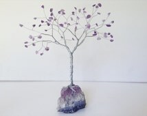 Large gemstone tree. Amethyst gemstone wire sculpture. Intelligence ...