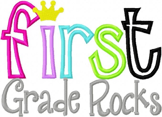 First Grade Rocks Applique Design First Day of School Design