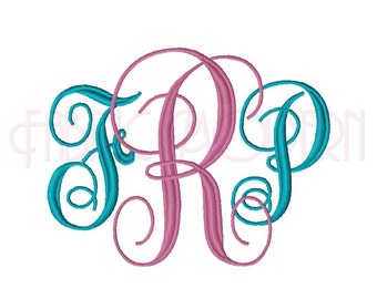 MODERN VINE MONOGRAM letters Embroidery Font embroidery