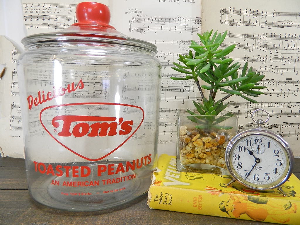 Toms Toasted Peanuts Jar with Lid Reproduction Toms Jar