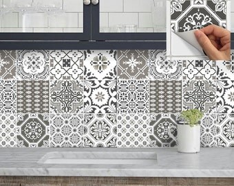 Wall Tile Vinyl Decals for Kitchen Bath Stair by SnazzyDecal