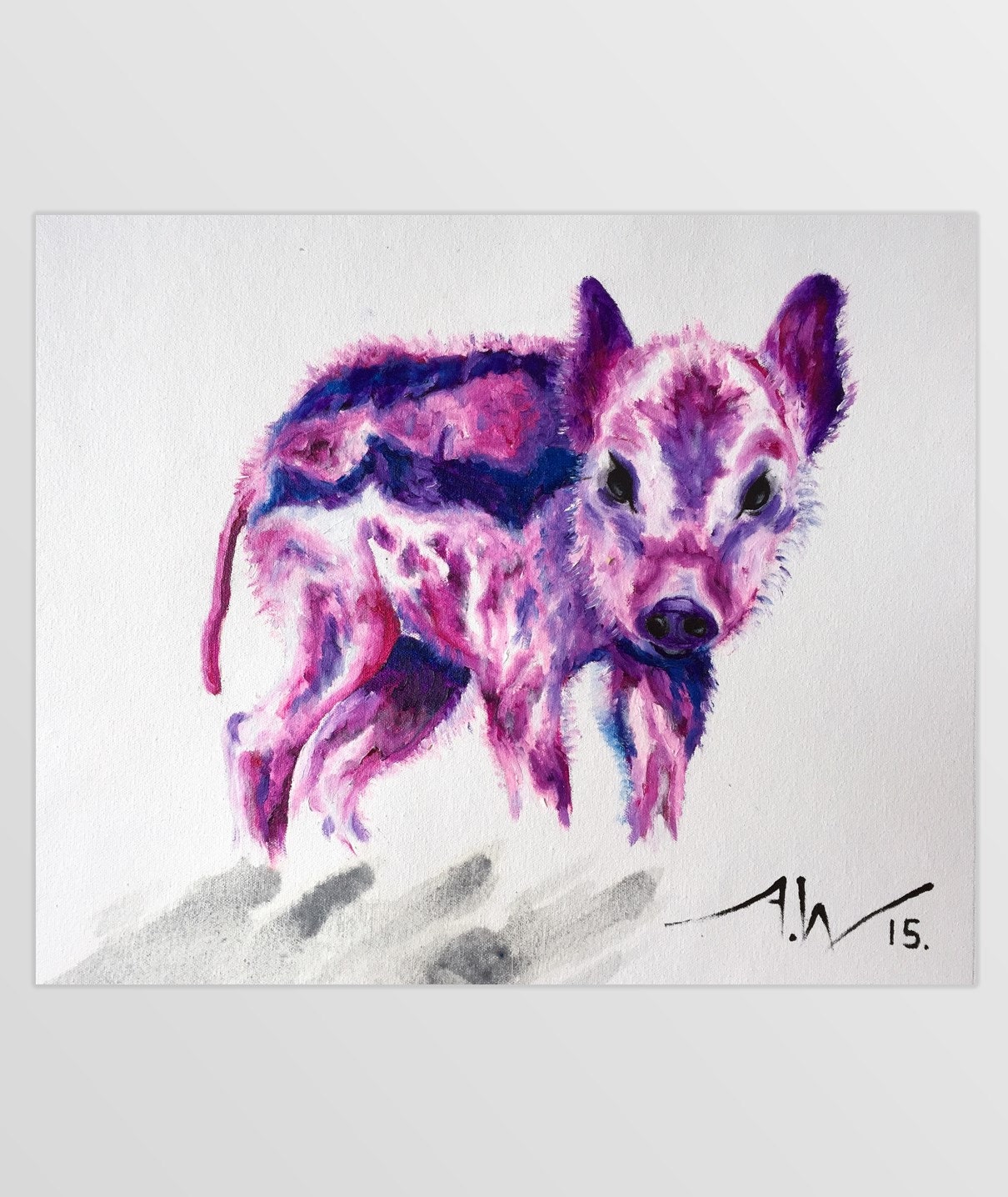 Original Abstract Animal pig Oil Painting on by AidanWeichardArt