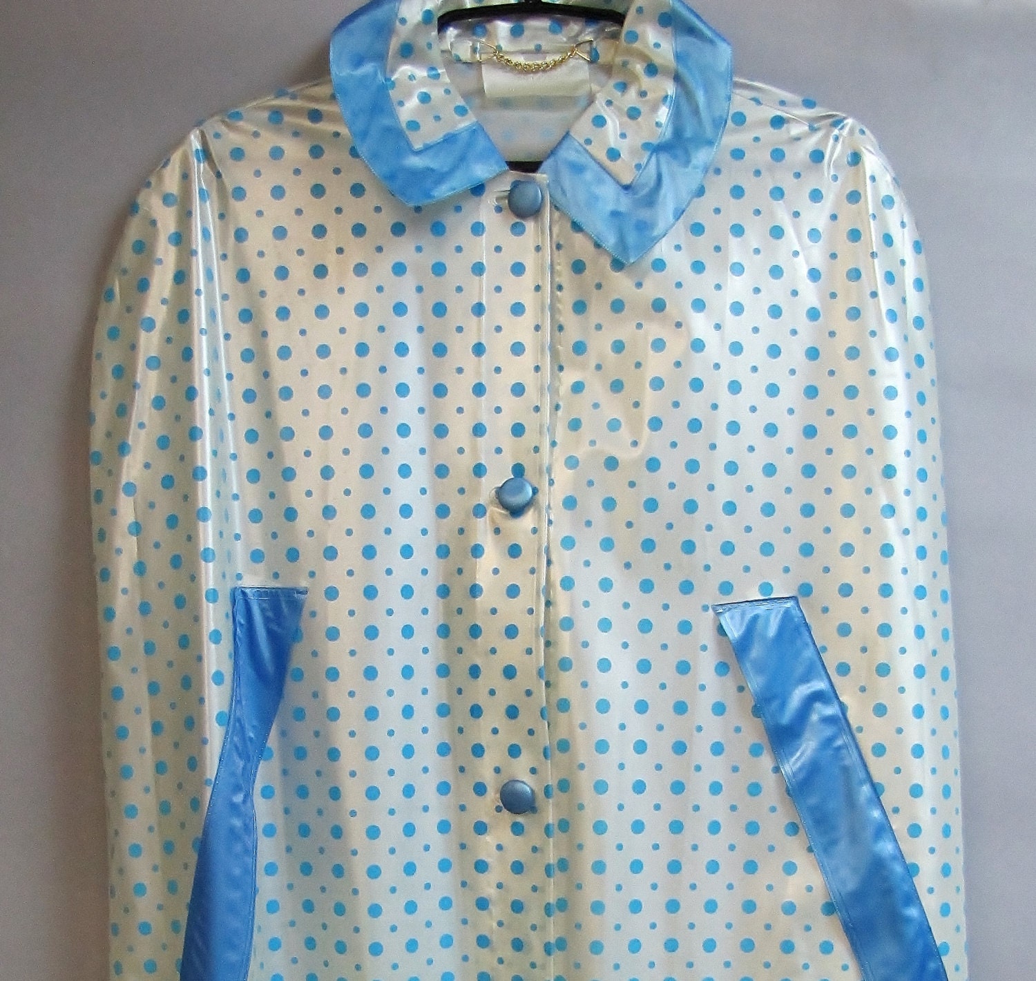 1960’s MOD Vinyl PoLkA DoT Print Rain CAPE Coat Size Large Jacket ...