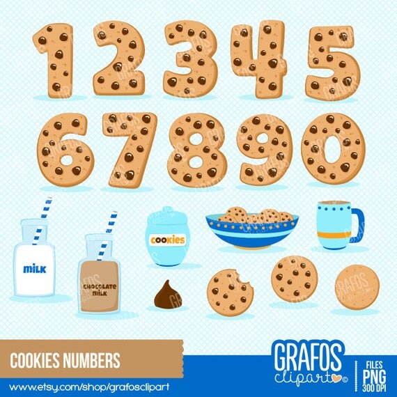 COOKIES NUMBERS Digital Clipart Set Cookies Clipart