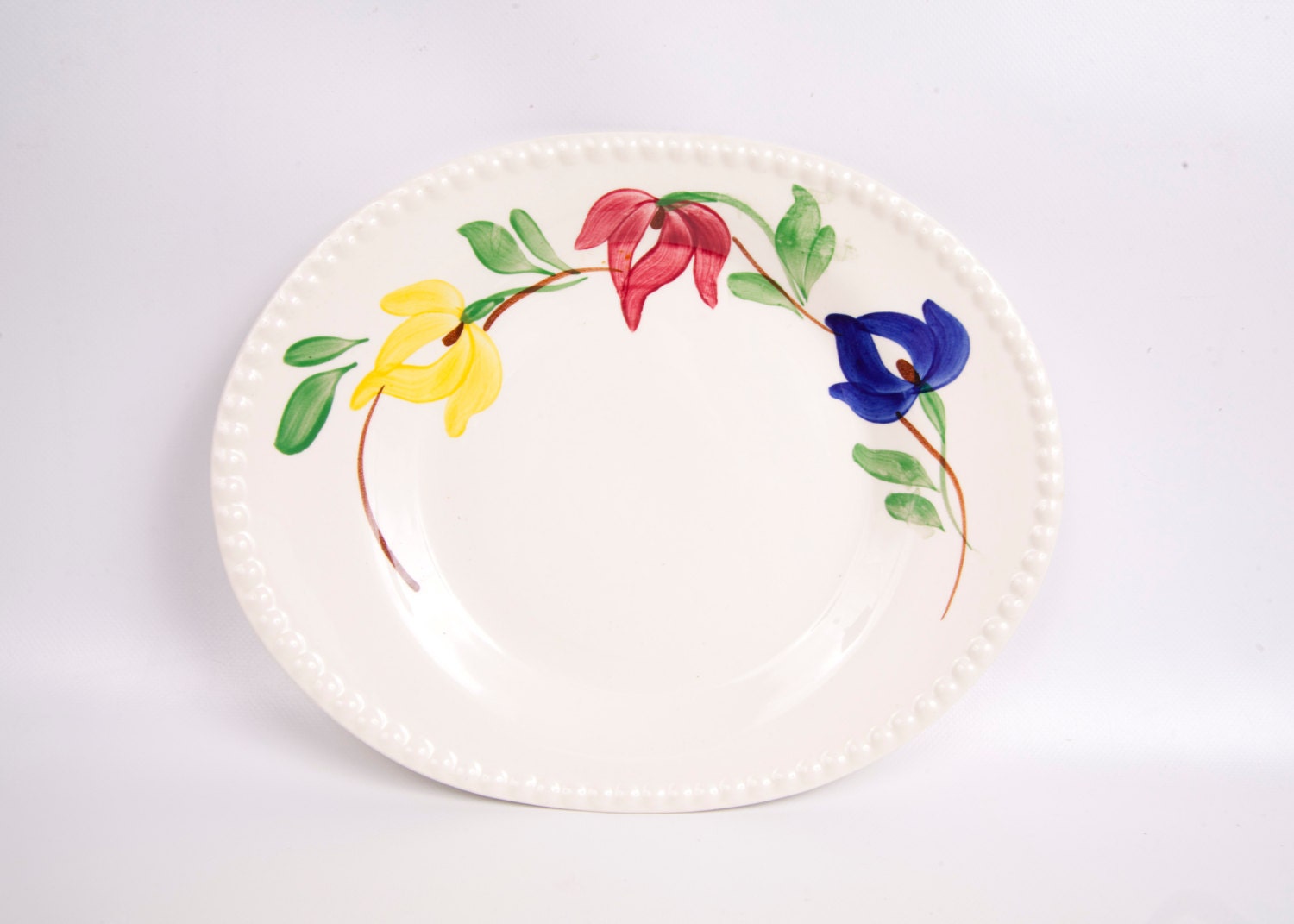 Vintage Blue Ridge Pottery Platter Carnival Pattern Hand Painted ...