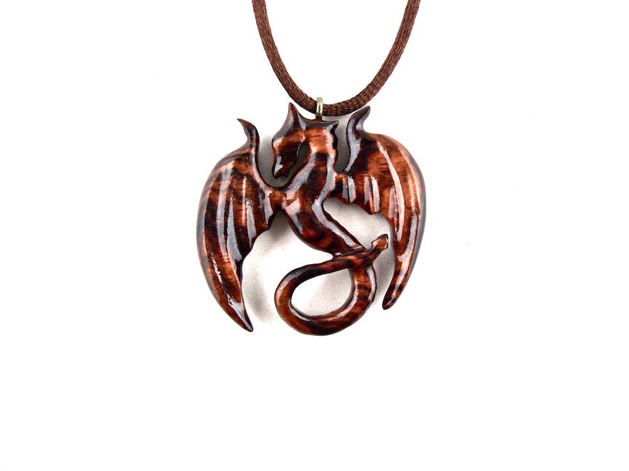 Dragon Necklace Dragon Pendant Dragon Jewelry Wood Dragon