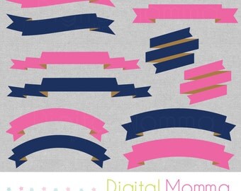 Unique pink and navy ribbon related items | Etsy