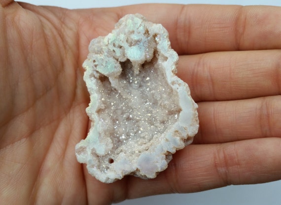Geode Pendant Opal Druzy Geode White Raw by MakeBeautifulJewelry