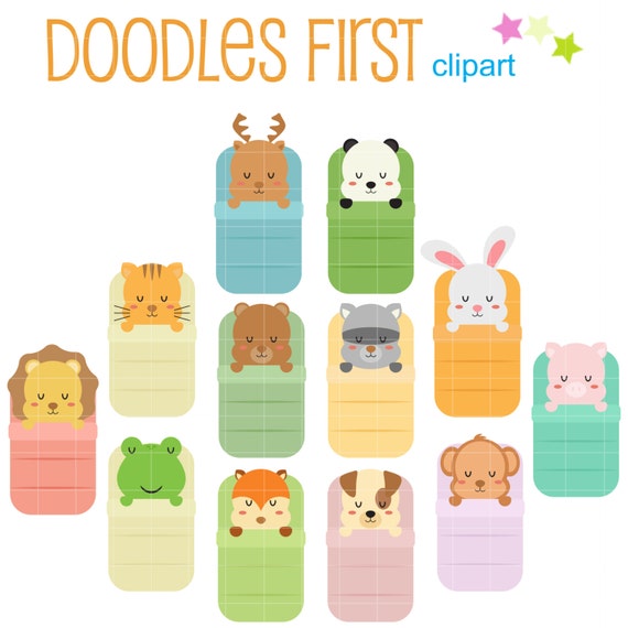 Sleeping Baby Animals Clip Art for Scrapbooking Card Making