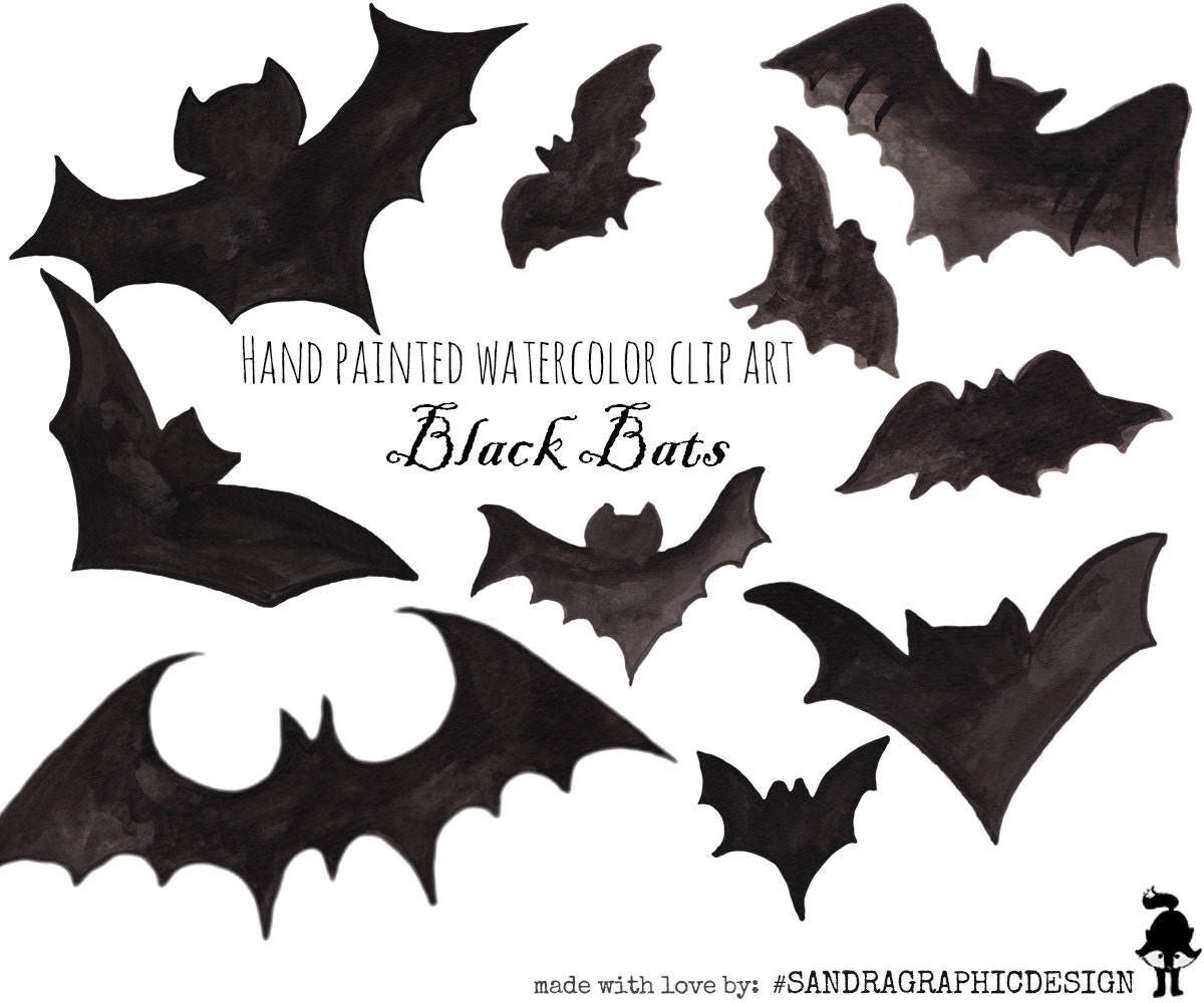 Halloween clipart: BATS with spooky black hand