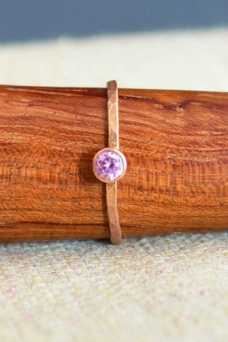 Dainty Copper Pink Tourmaline ring copper mothers by Alaridesign