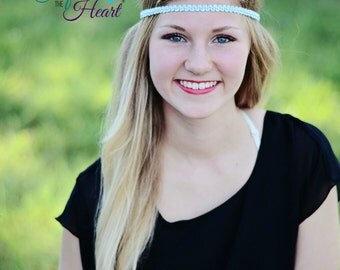 White Forehead Headband Boho Headband by PACraftsfromtheHeart
