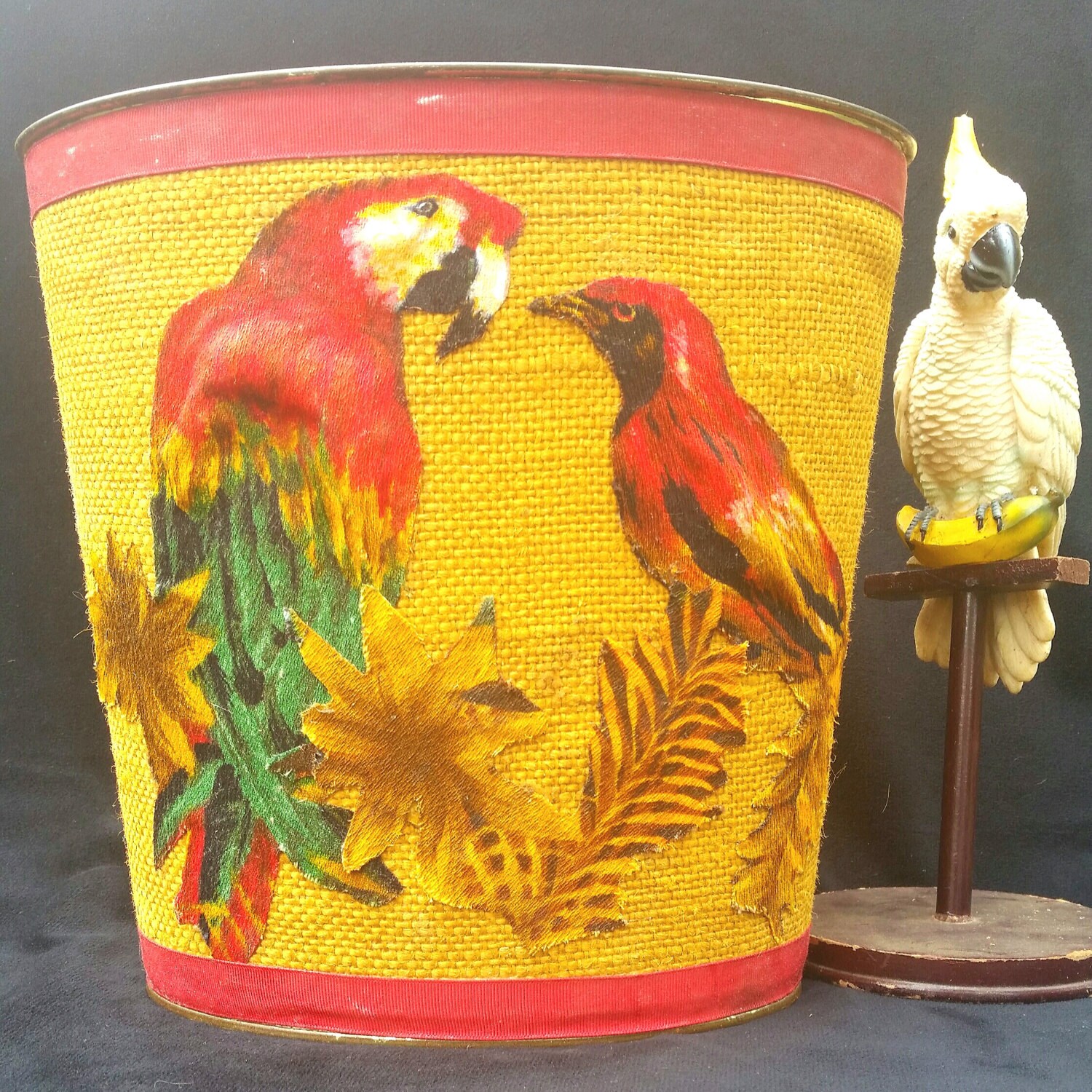 Mid Century Rubbish Wastebasket Trash Can Vintage Fun Kitschy Colorful ...