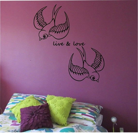 Swallow Double Swallows Birds Vinyl Wall Decal Sticker Art