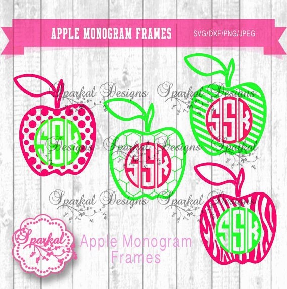 Items Similar To Apple Monogram Svg Frames Teacher Monograms Fruit